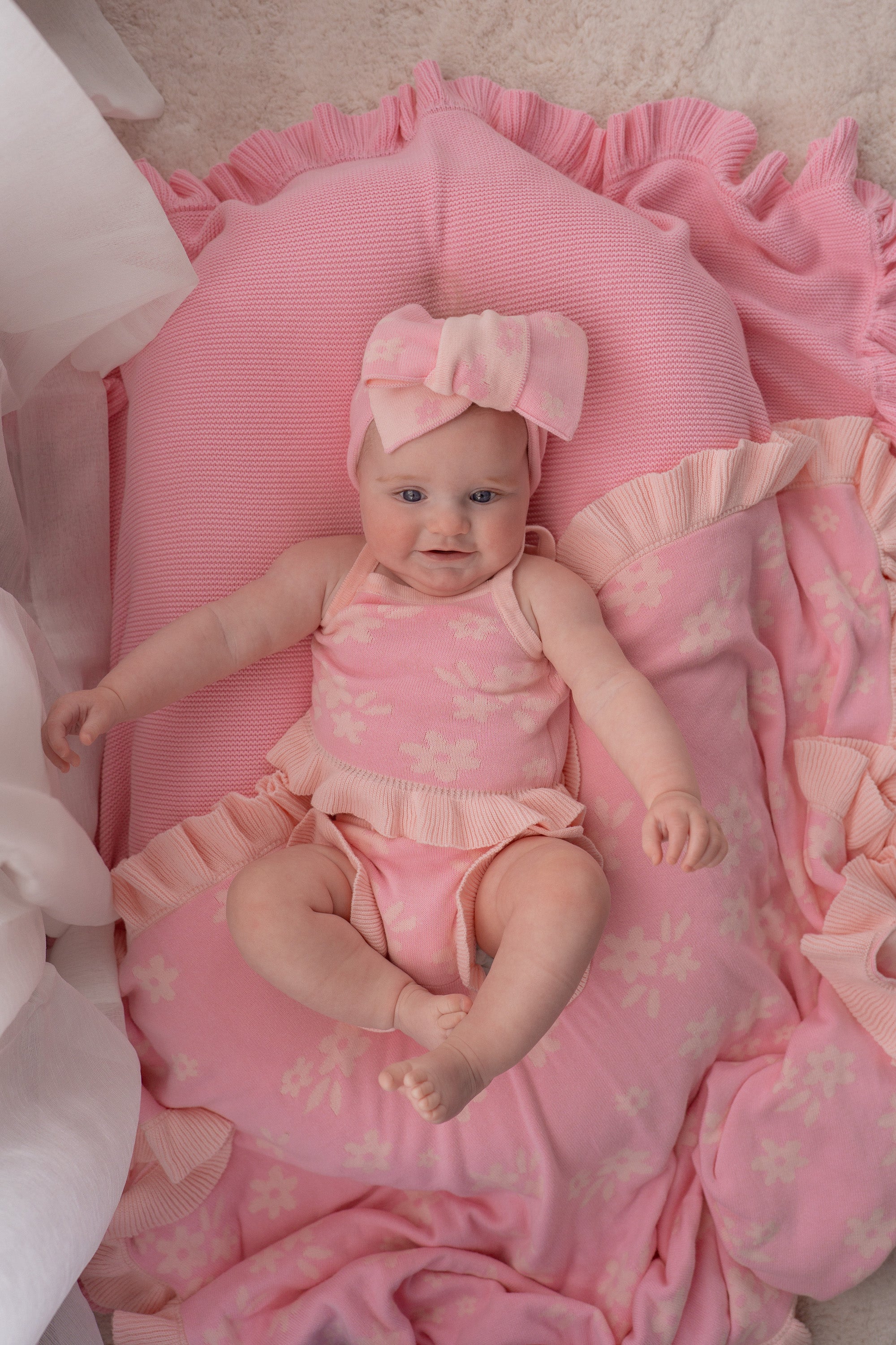 Knit Summer Set | Daisy Floral Pink – Little and Fern