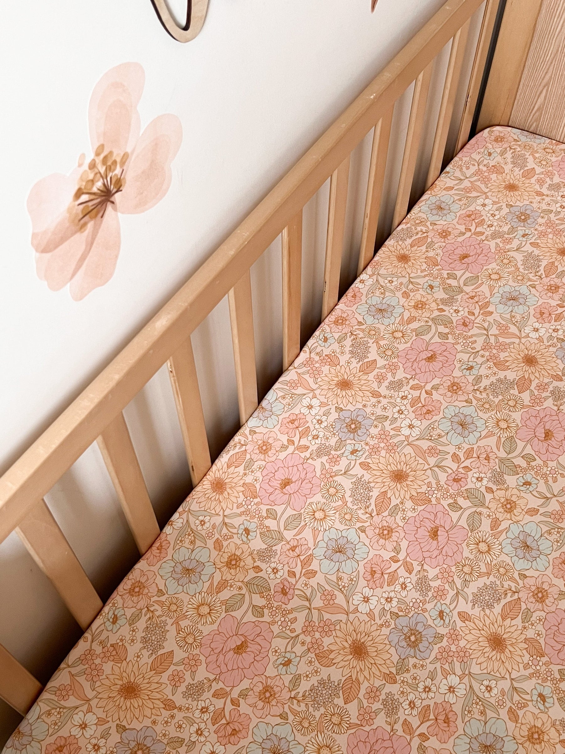 Cot Sheet | Pastel Bloom – Little and Fern